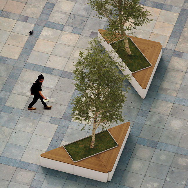 Triangle modular planter and bench system | Images