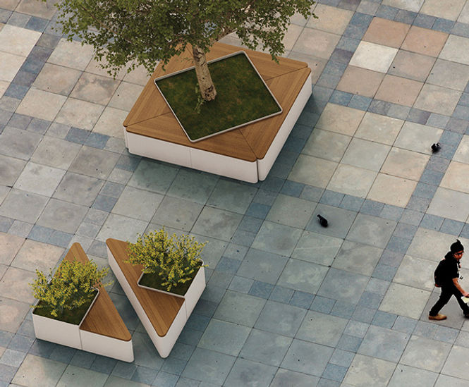 Triangle modular planter and bench system | Artform Urban Furniture