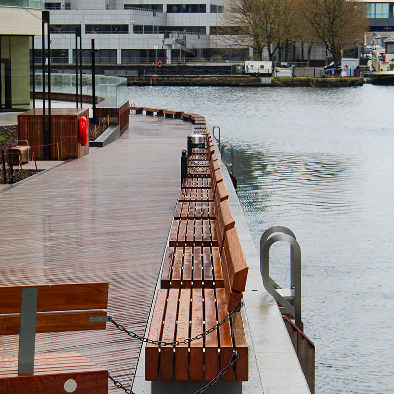 Bespoke timber seating for Harbour Quay Gardens | Images