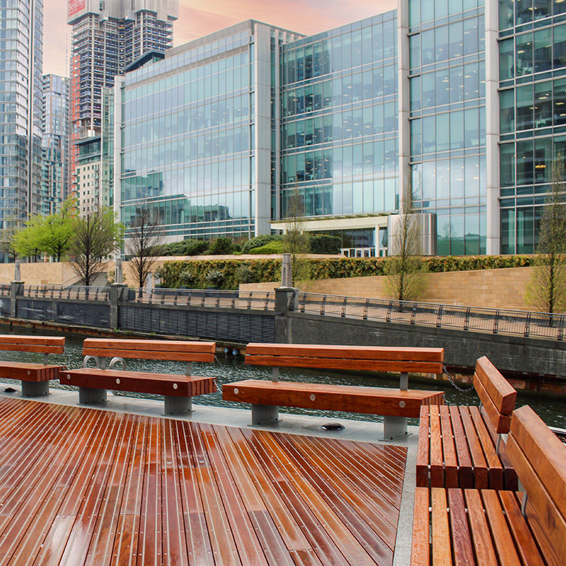 Bespoke timber seating for Harbour Quay Gardens | Images