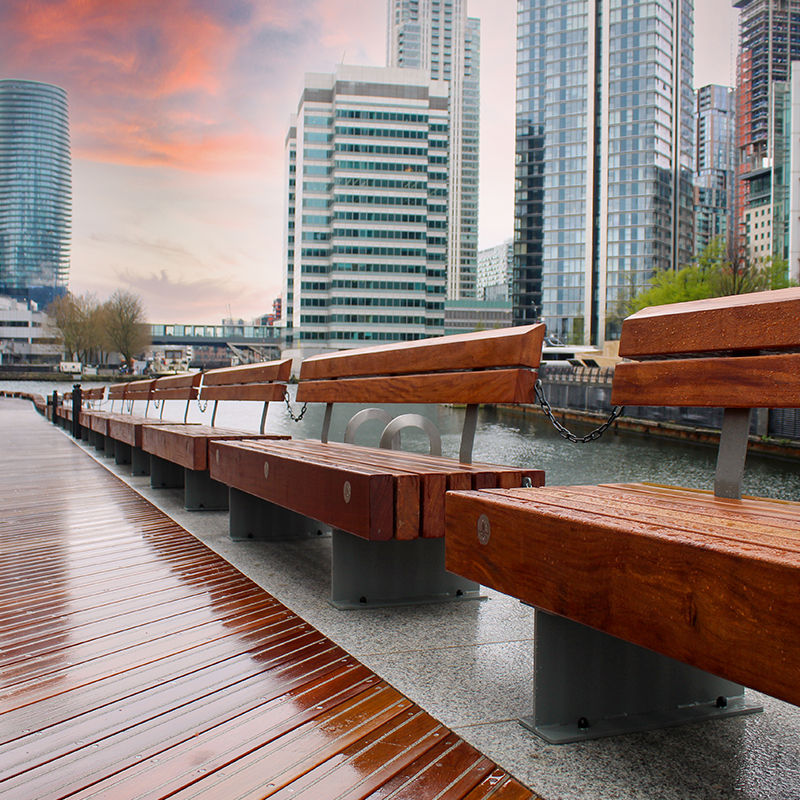 Bespoke timber seating for Harbour Quay Gardens | Images