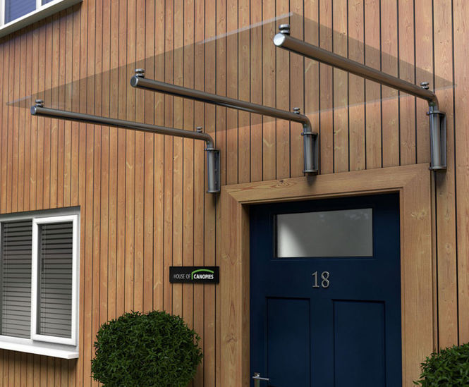 Type M glass door canopy with tubular brackets | House of Canopies