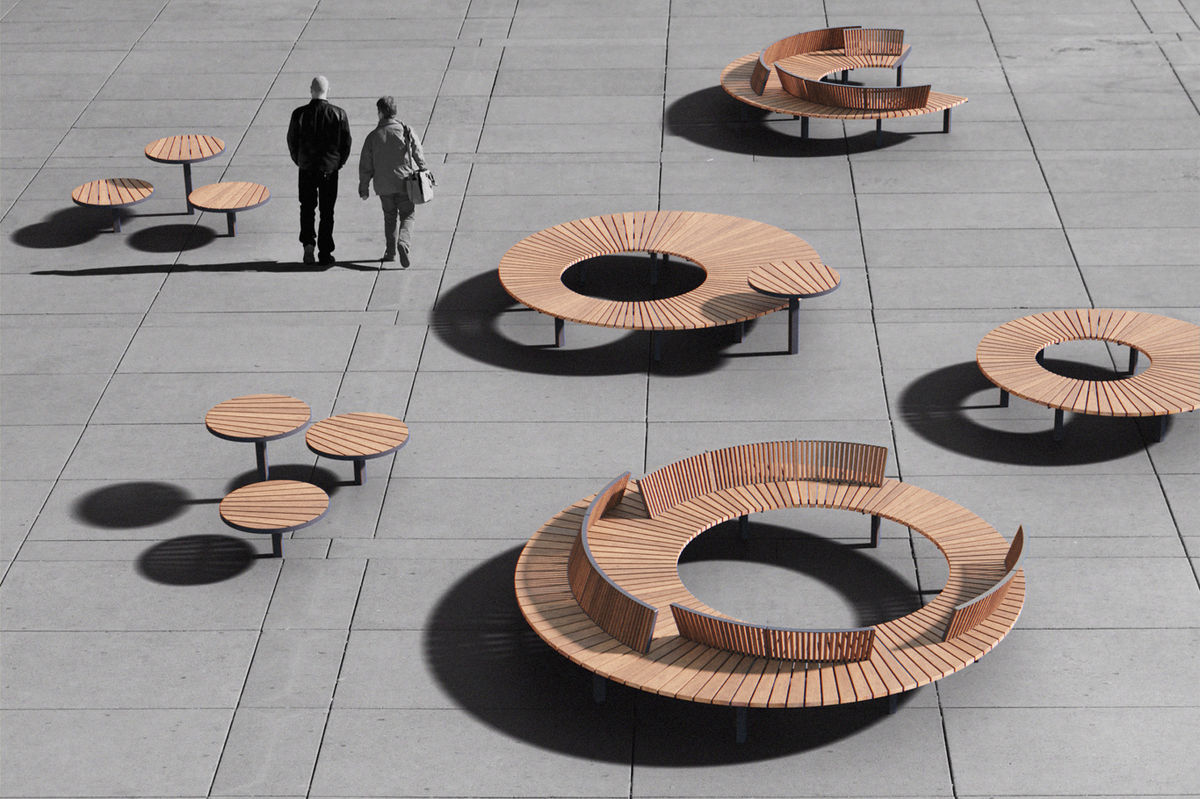 Lago round seating | mmcité UK | ESI External Works