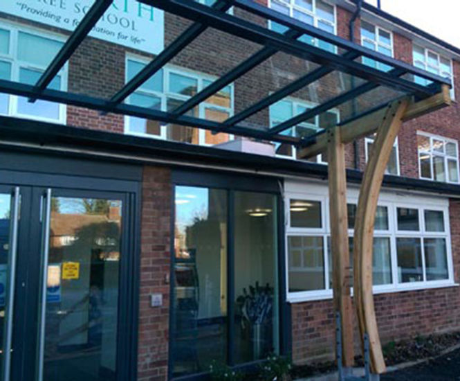 Bespoke freestanding entrance canopy for school | Setter Shelters