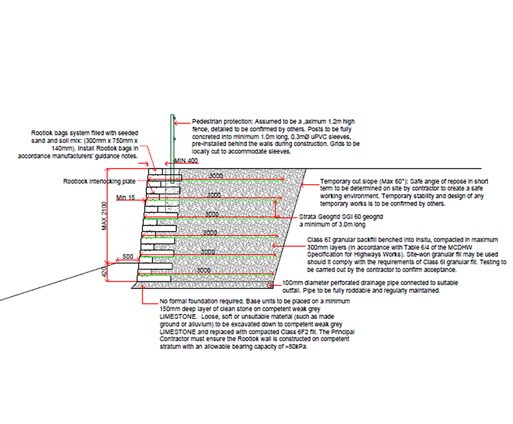 Earth reinforced retaining walls for attenuation ponds | GeoGrow | ESI ...