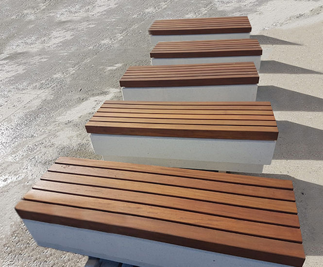 Oregon concrete and hardwood bench | Cassidy Brothers