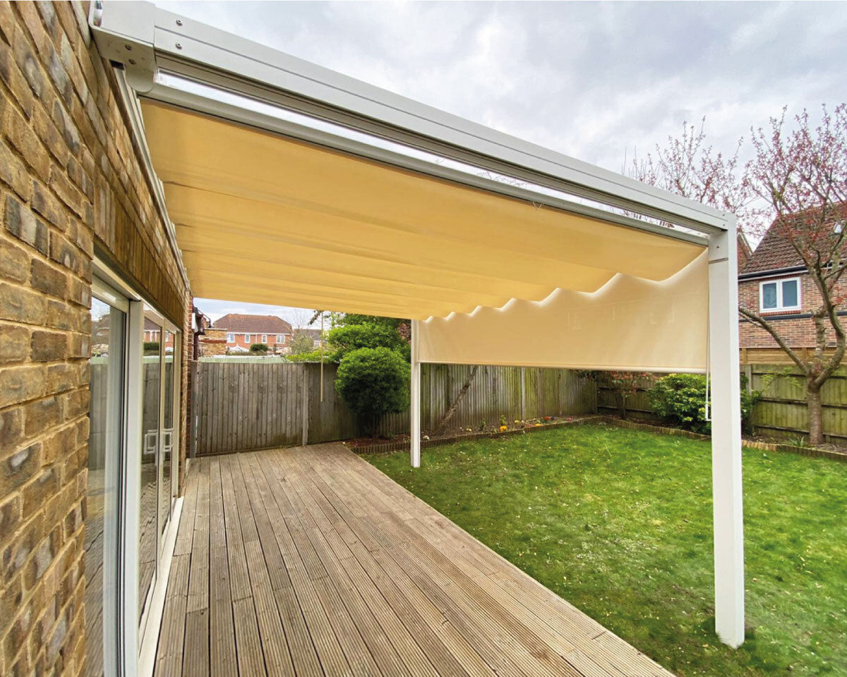 Onda pergola with retractable awning | Pergolas Direct | ESI External Works