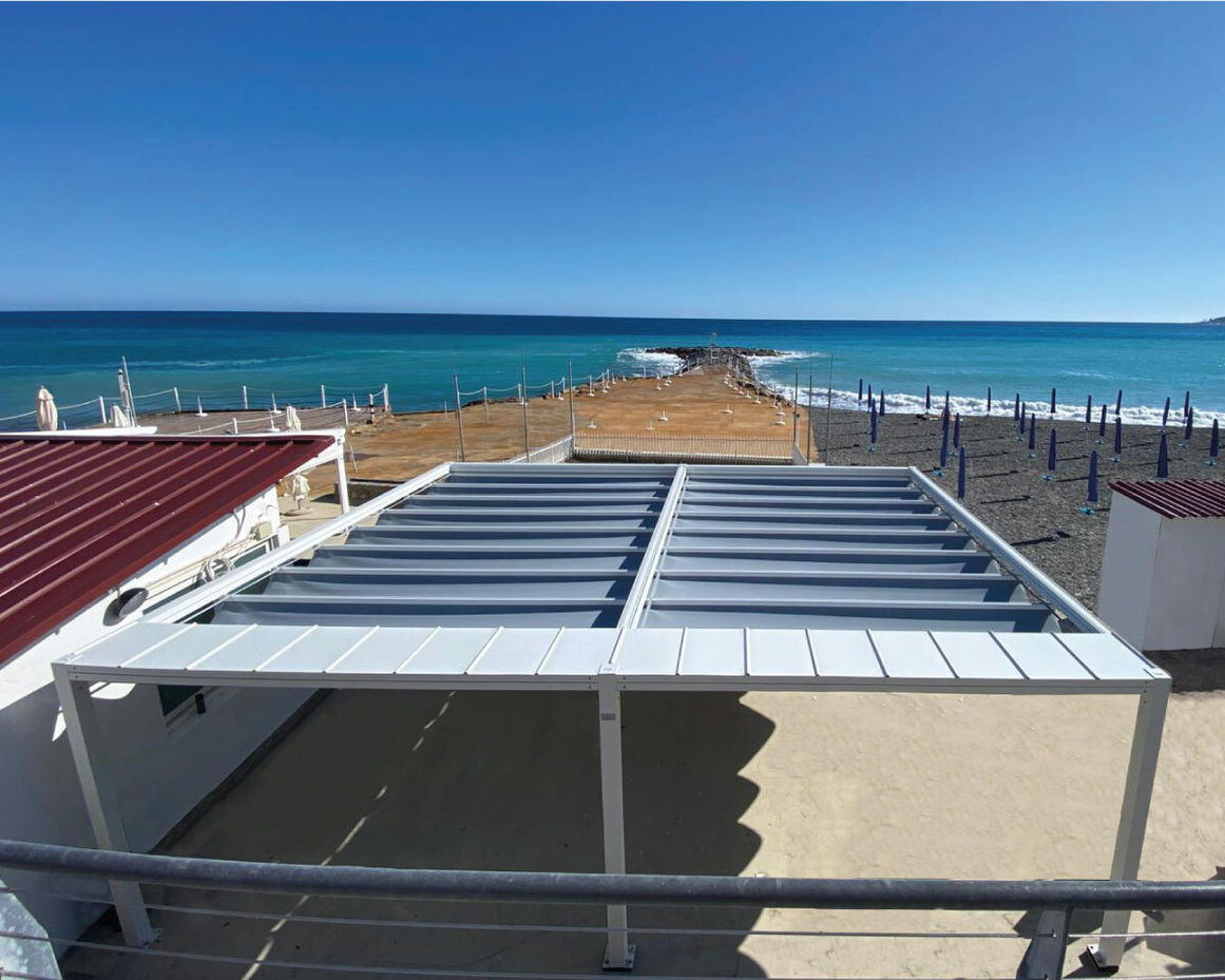 Onda pergola with retractable awning | Pergolas Direct | ESI External Works