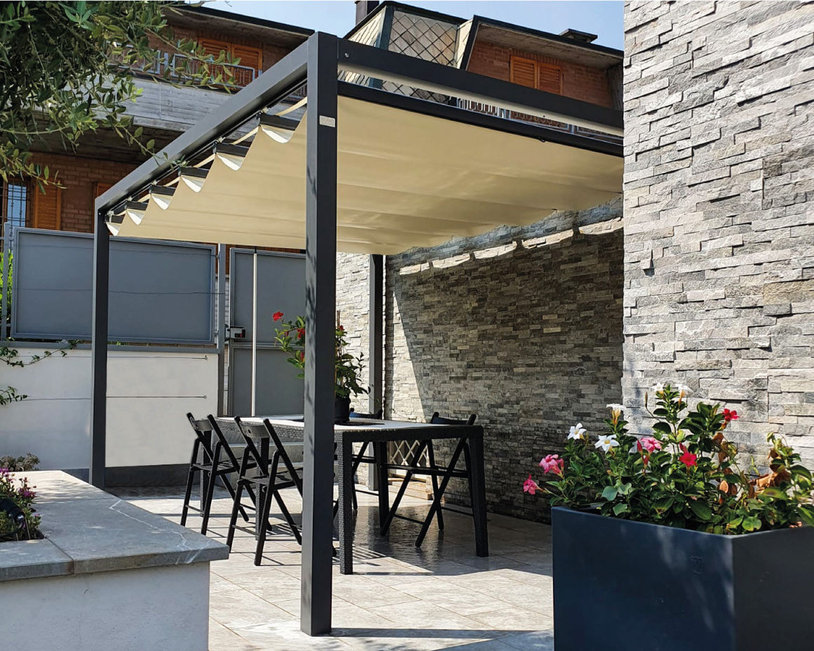 Onda pergola with retractable awning | Pergolas Direct | ESI External Works