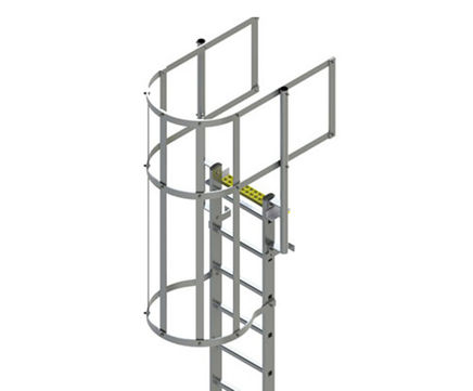 Type BL-WG fixed ladder with safety cage and guardrail | Bilco UK