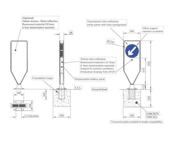 Solar Duraflex - illuminated plastic keep left road safety bollard | Images