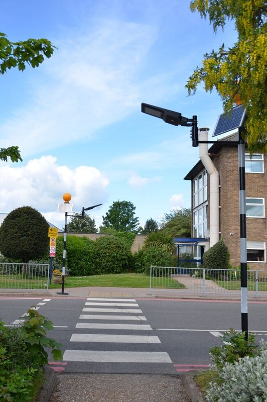 Solar-powered Belisha beacons with lights - Kettering Hospital | Images