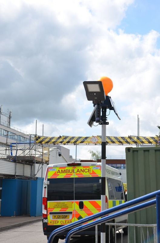 Solar-powered Belisha beacons with lights - Kettering Hospital | Images