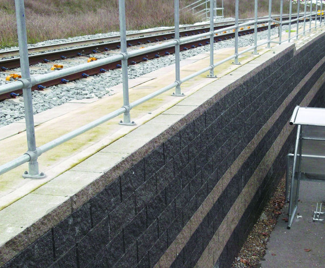 Keystone retaining wall, East London Railway Line | Anderton Concrete ...