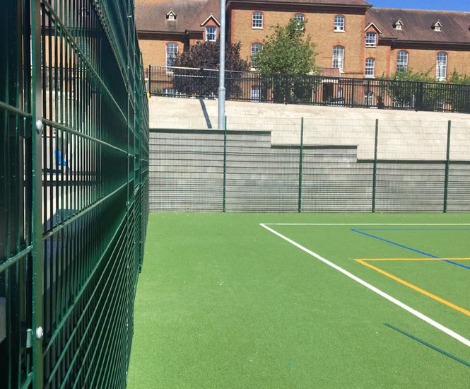 Retaining walls for MUGA at Guildford County School | Anderton Concrete ...