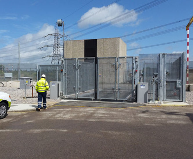 Bi-folding security gates for National Grid | Frontier Pitts