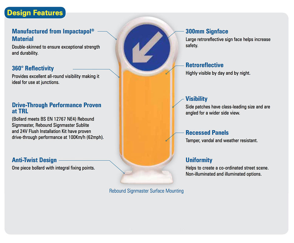 Rebound Signmaster™ - self-righting traffic directional bollard | Images