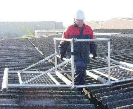 Valley-Walk mobile safety cage for gutter maintenance | Easi-Dec