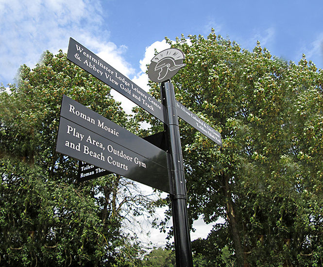 High quality metal signage for historic Roman park | Fitzpatrick Woolmer