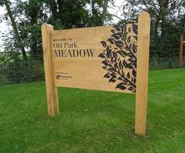 Oak signage for natural burial ground - Old Park Meadow | Fitzpatrick ...