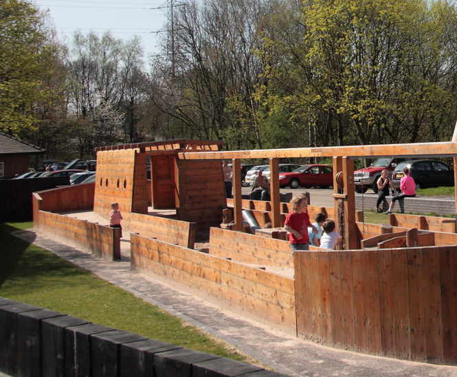 Bespoke barge sand play feature for heritage area park | Timberplay