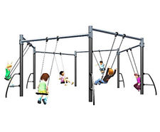 J482 – Hexagonal Swing - steel playground swing set for 6 children ...
