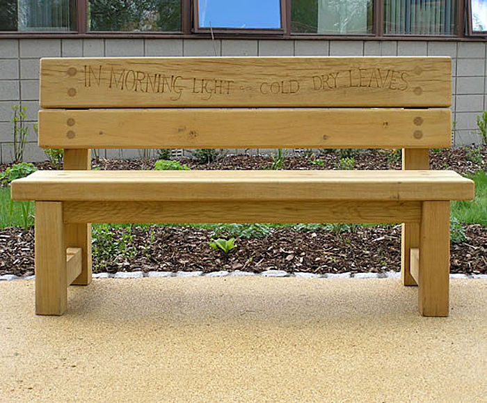 Double-Back natural green oak bench | Images