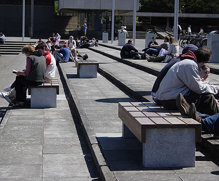 s56 - stone, galvanised steel and timber bench | Omos | ESI External Works