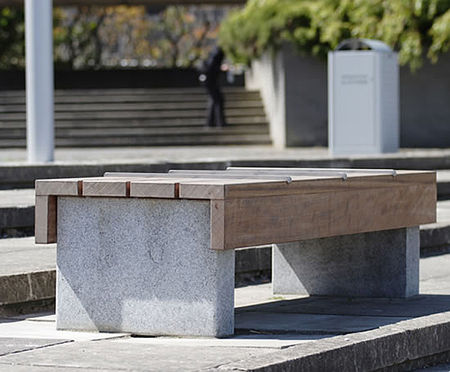 s56 - stone, galvanised steel and timber bench | Omos | ESI External Works