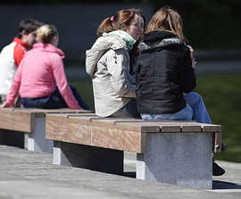 s56 - stone, galvanised steel and timber bench | Omos | ESI External Works