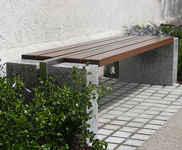 Images for s83 - cut granite, 316 stainless steel and timber bench