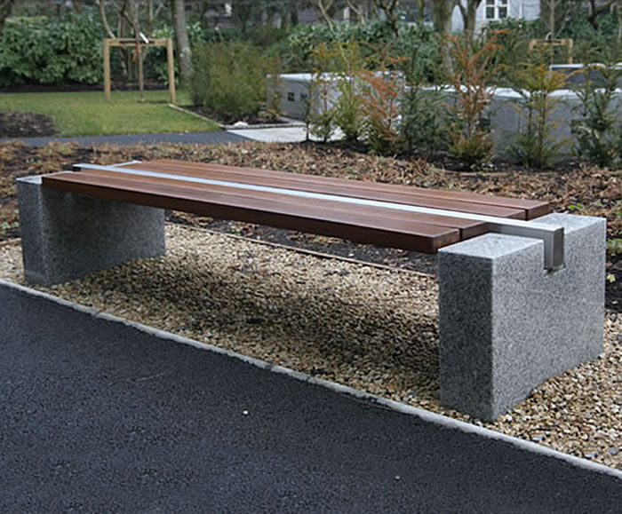 Images for s83 - cut granite, 316 stainless steel and timber bench