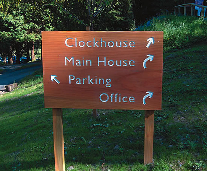 Routed oak entrance signs | Images